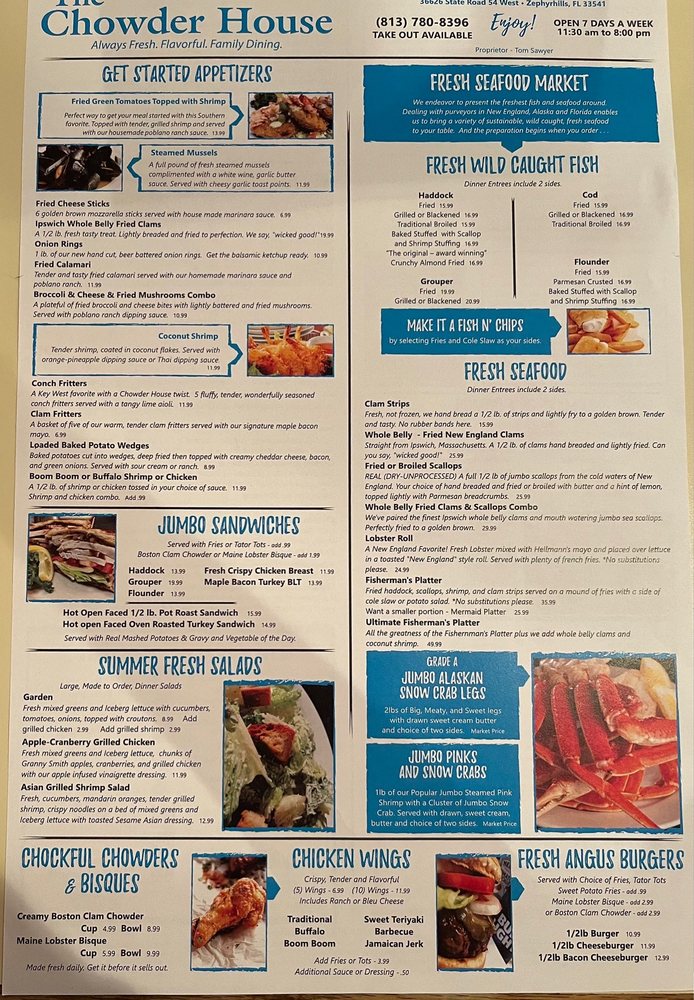 The Chowder House Restaurant, Zephyrhills - Menu, Reviews (342), Photos ...