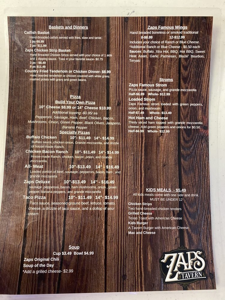 Zaps Tavern, Mount Vernon - Menu, Reviews (156), Photos (49) - Restaurantji