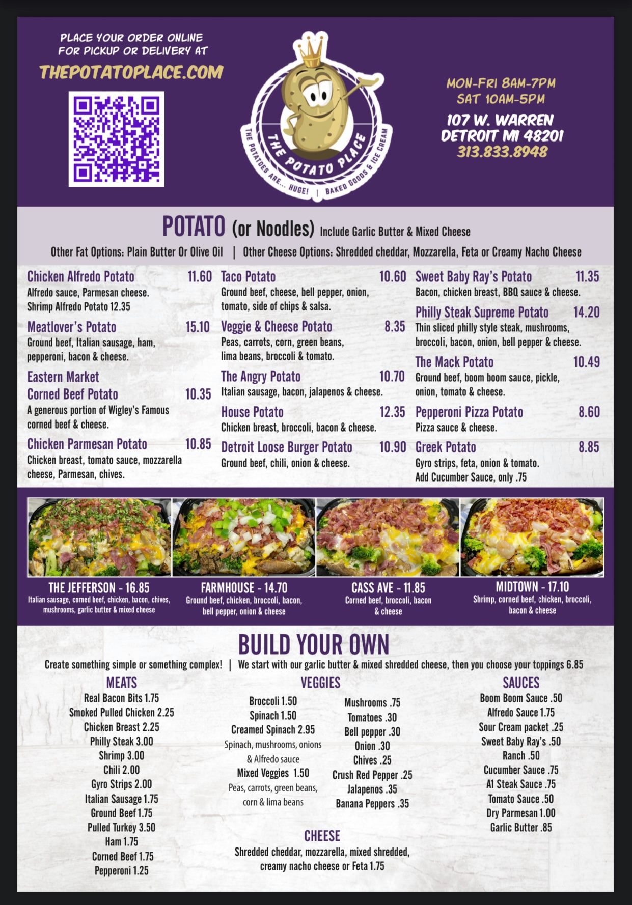 Menu for The Potato Place, Detroit, MI - Restaurantji