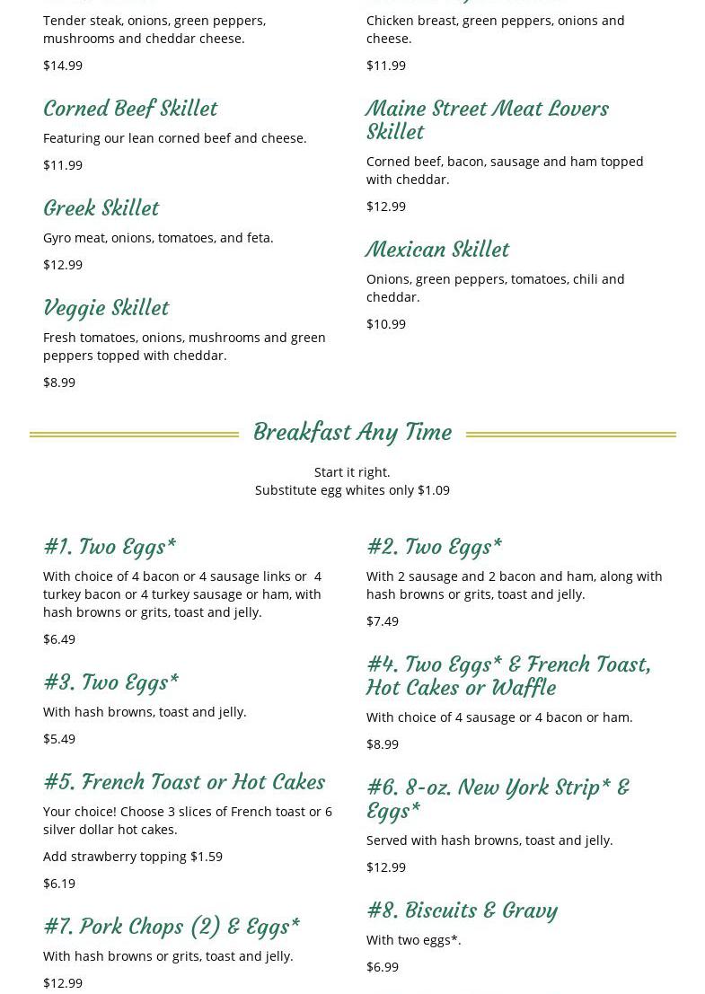 Menu for Maine Street Restaurant, Hamtramck, MI - Restaurantji