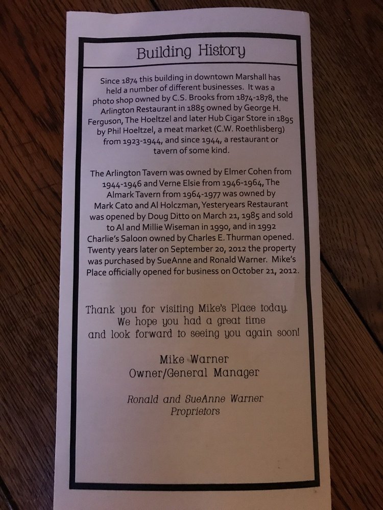 Mike's Place, Marshall - Menu, Reviews (189), Photos (48) - Restaurantji