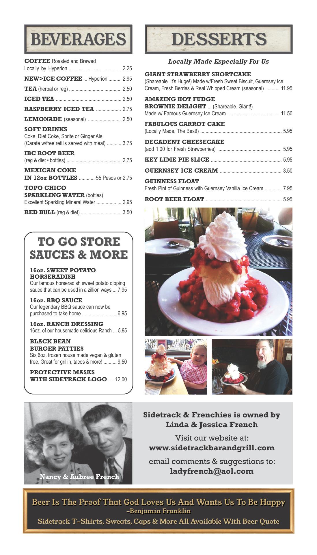 Menu for Sidetrack Bar and Grill, Ypsilanti, MI - Restaurantji