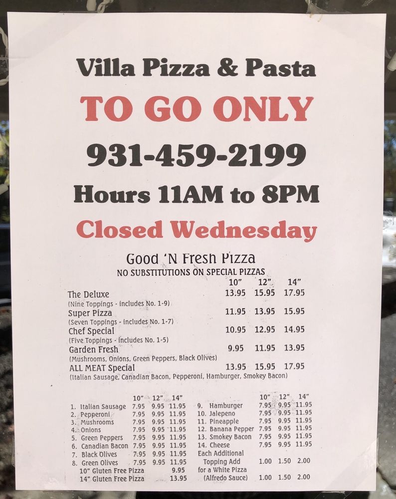 Villa Pizza, Crossville - Menu, Reviews (158), Photos (32) - Restaurantji