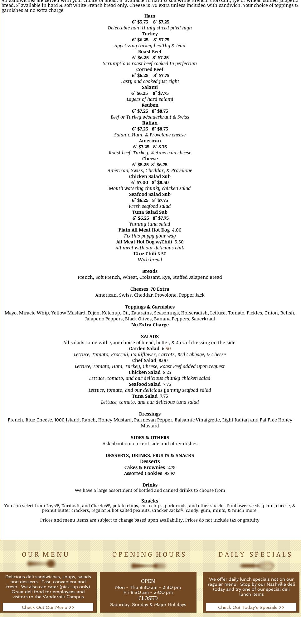 Vandy Delicatessen, Nashville - Menu, Reviews (15), Photos (13 ...