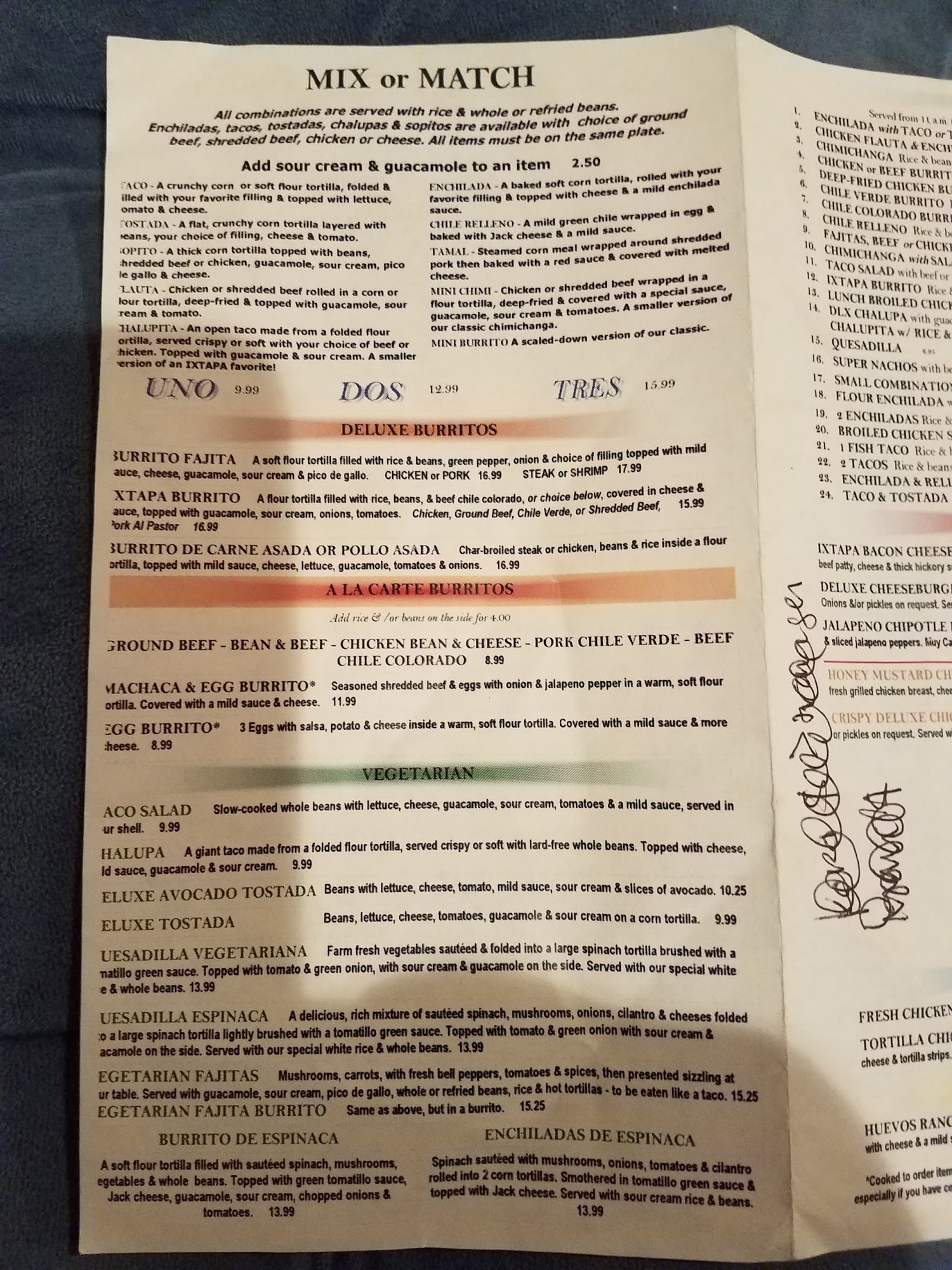 Menu for Ixtapa, Duvall, WA - Restaurantji