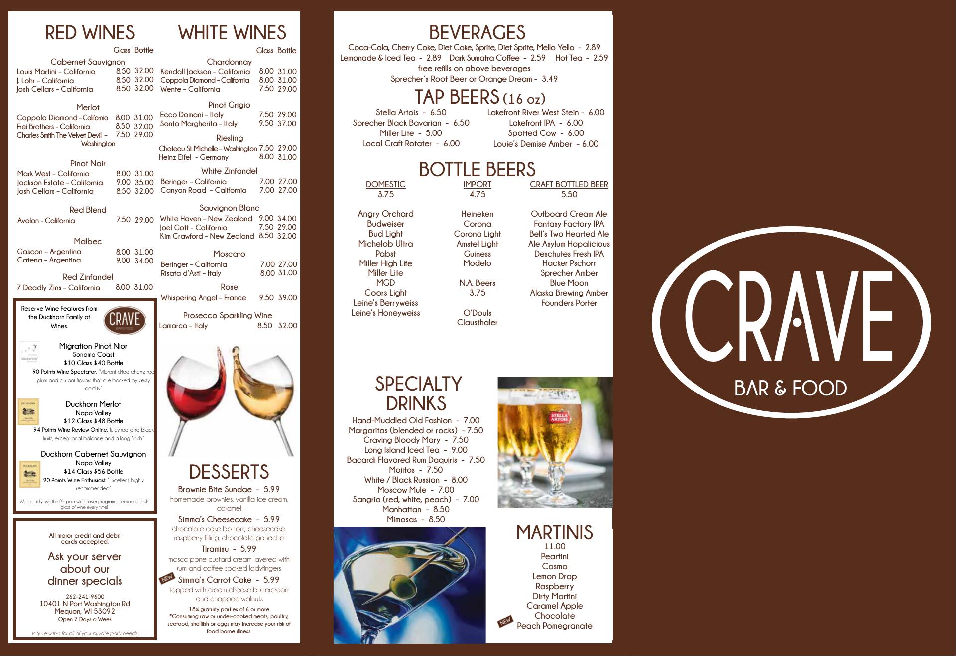 Crave Bar and Food, Mequon - Menu, Reviews (230), Photos (59 ...
